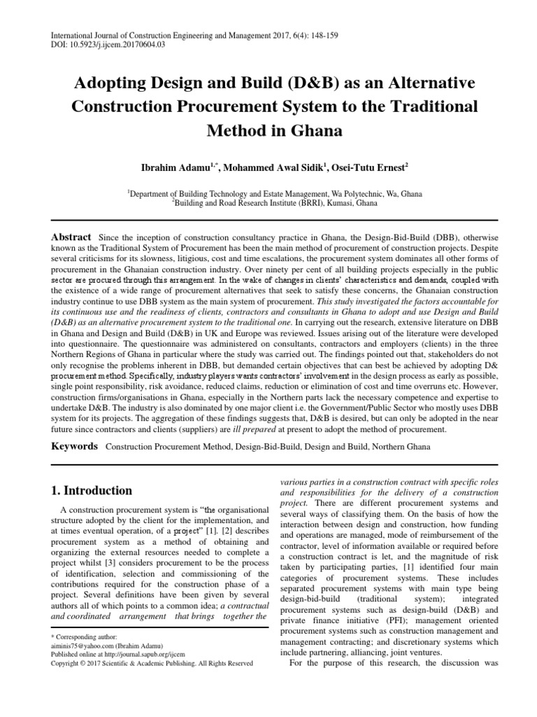 Adopting Design and Build D and B As An | PDF | Procurement | Employment