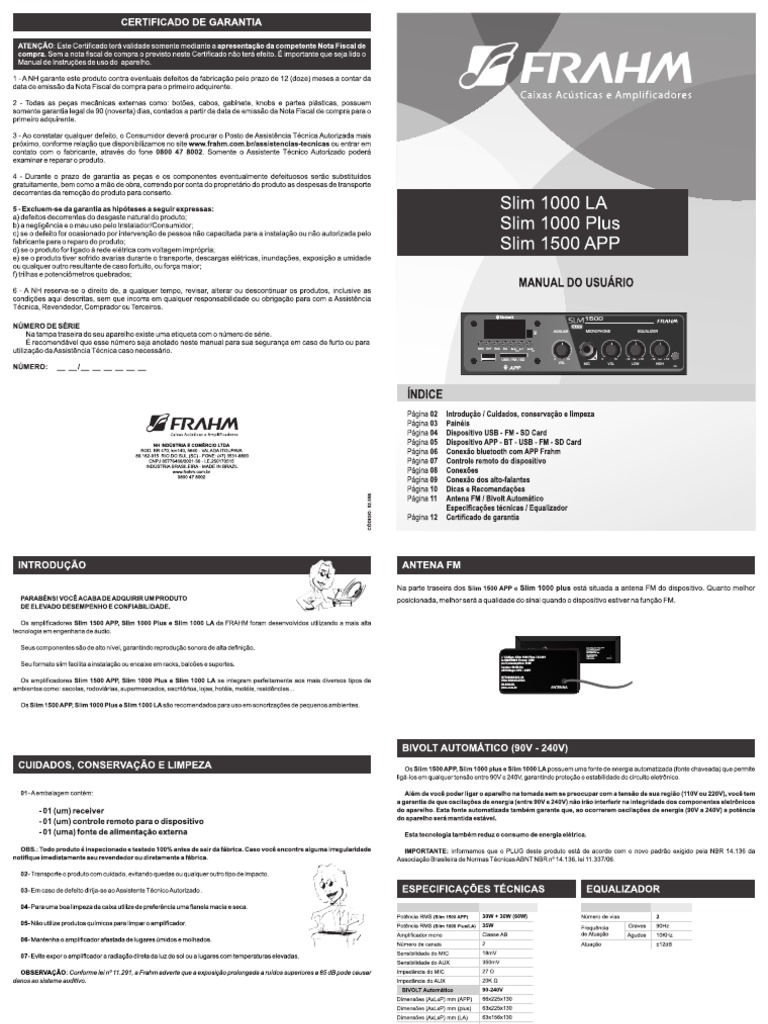 Slim 1000 Plus Specifications Guide | PDF