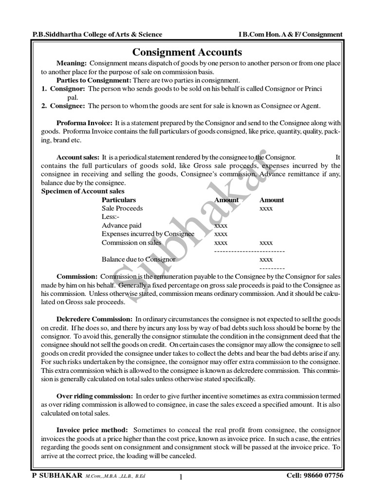 Understanding Consignment Accounts | PDF | Debt | Credit