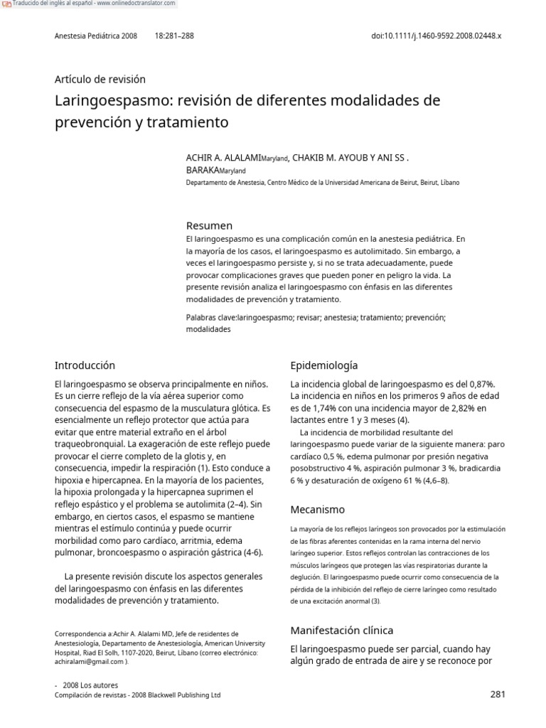Laringoespasmo 1 Español | PDF | Anestesia | Especialidades Medicas