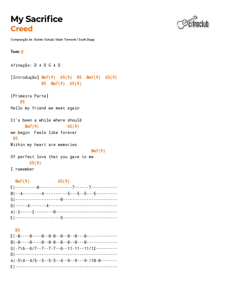 Cifra Club - Creed - My Sacrifice | PDF | Songs Written | Grunge