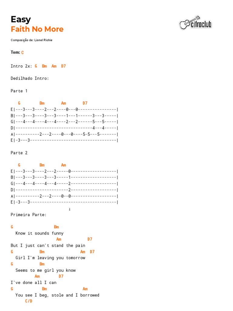 Easy Chords for Faith No More | PDF