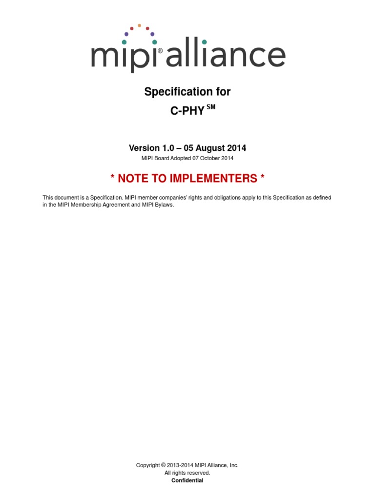 Mipi C-PHY Specification v1-0 | PDF | Specification (Technical Standard ...