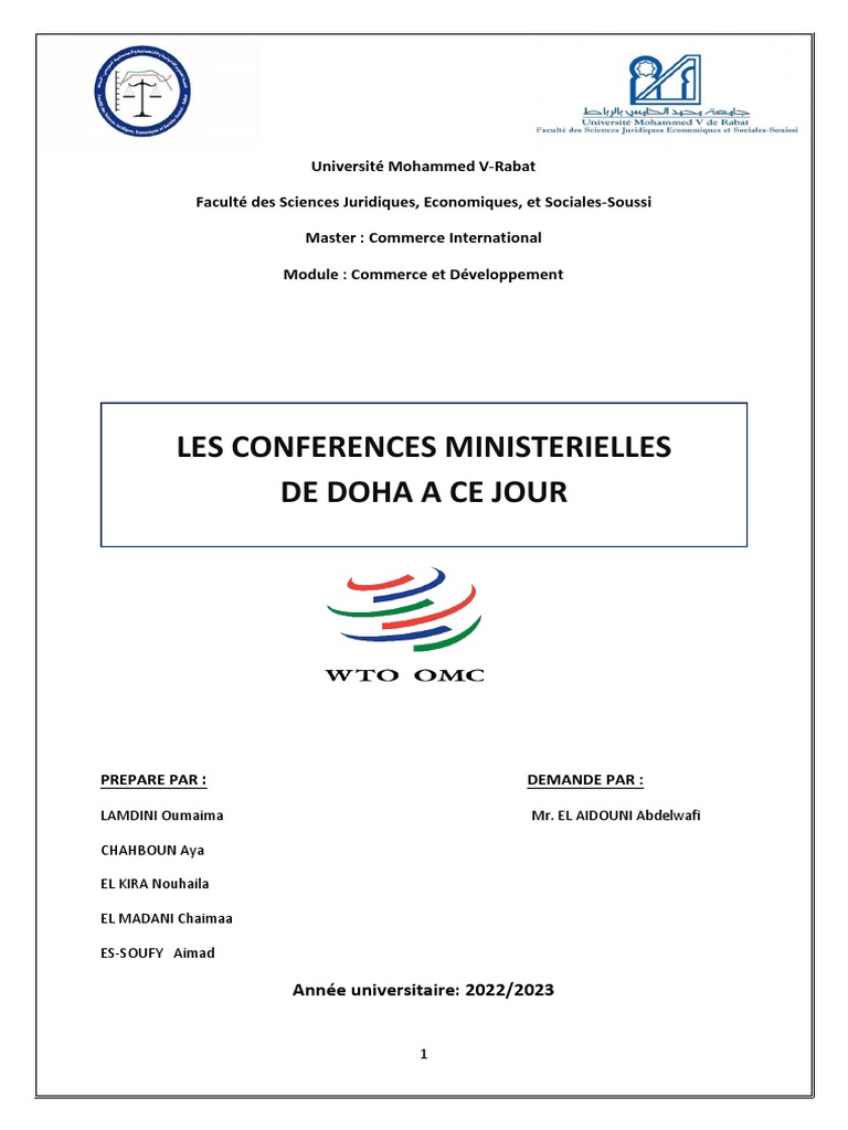 Cycle de négociation de Doha version finale | PDF | Organisation ...