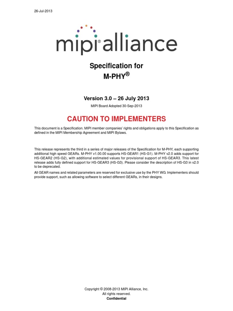 Mipi M-PHY Specification v3-0 | PDF | Intellectual Property | Computer ... Mipi M-PHY Specification v3-0 | PDF | Intellectual Property | Computer ...
