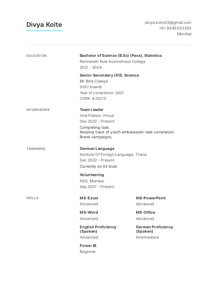 DivyaKolte InternshalaResume-5 | PDF