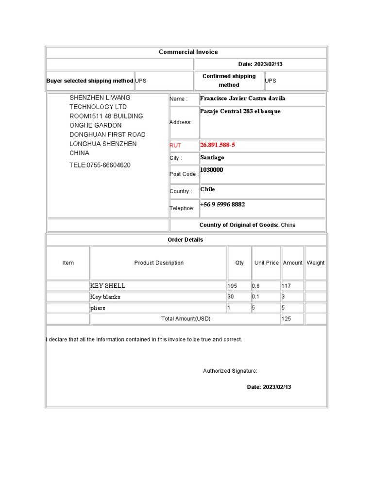 Commercial Invoice for Importers | PDF