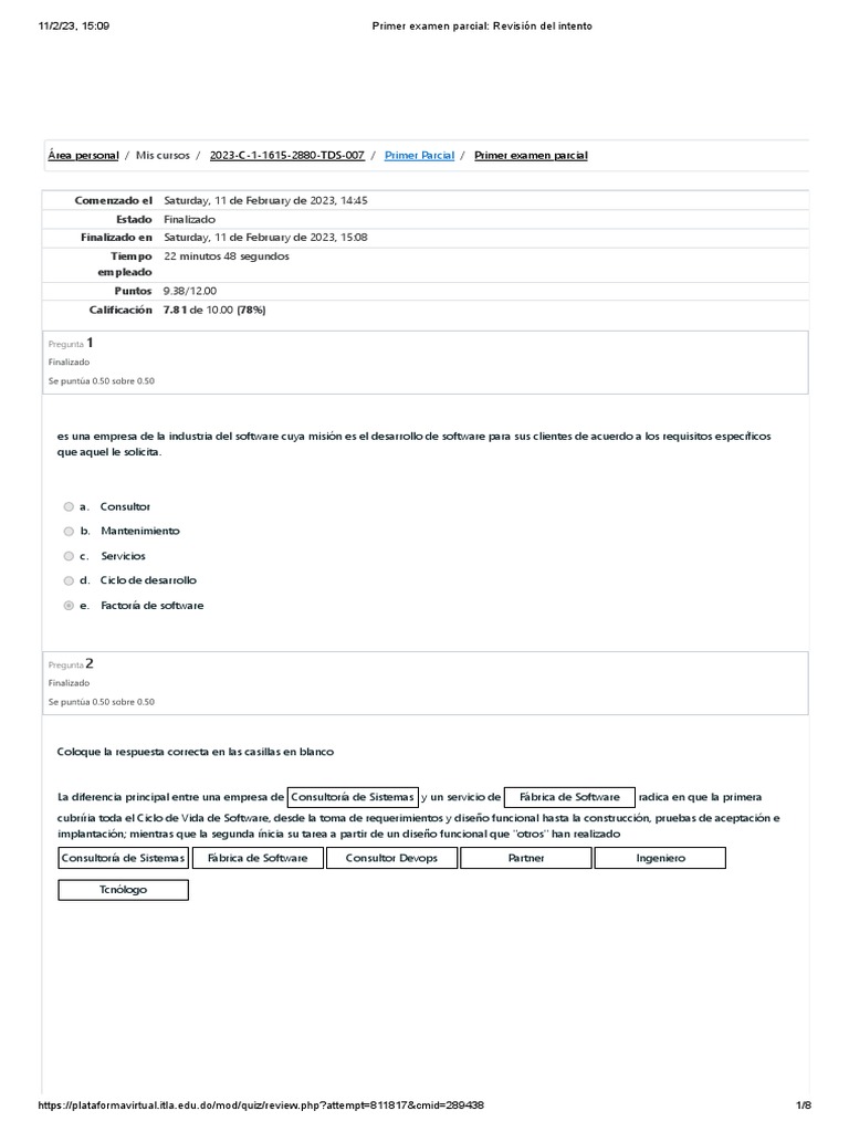 Primer examen parcial_ Revisión del intento | PDF | Software ...