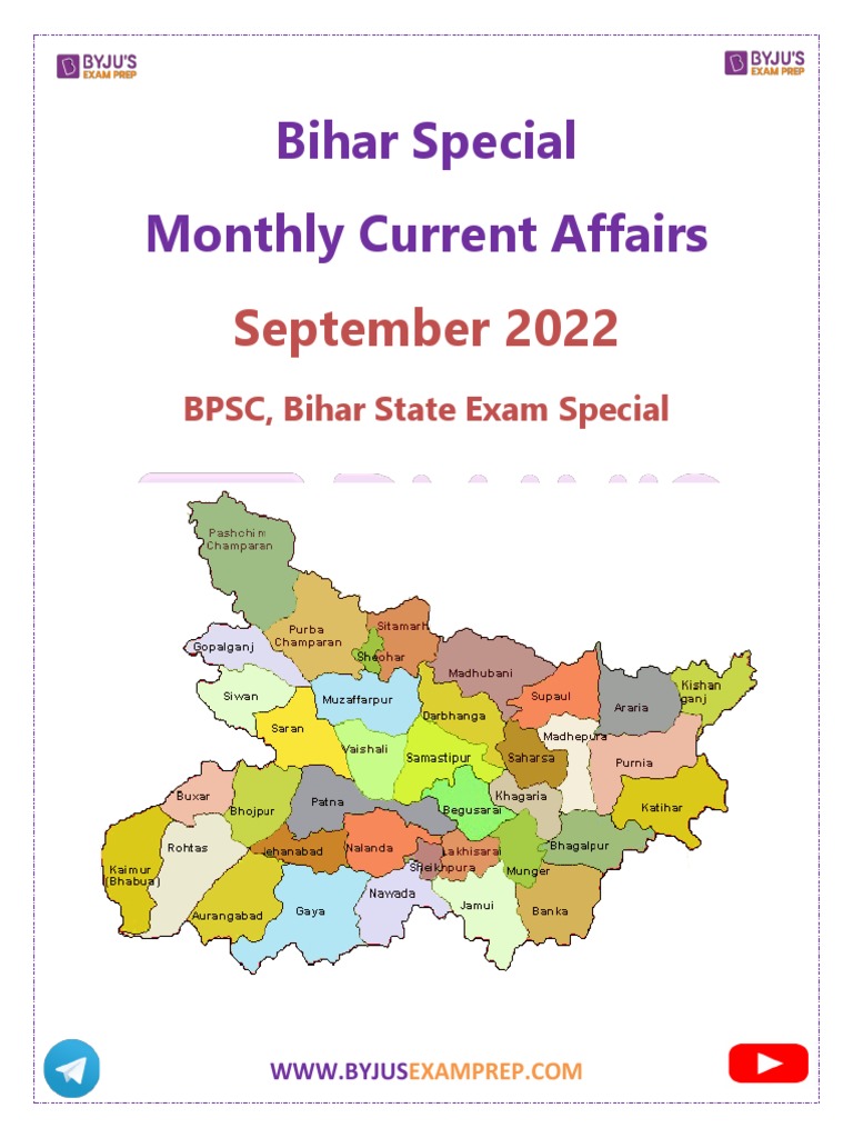 Bihar Monthly Current Affairs - Sept 2022 | PDF