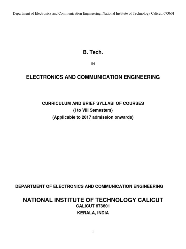 B.Tech ECE Curriculum NIT Calicut | PDF | Engineering | Electronic ...