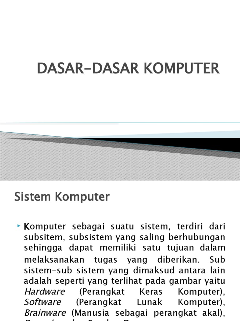 Dasar Dasar Komputer | PDF | Metode & Bahan Ajar | Komputer
