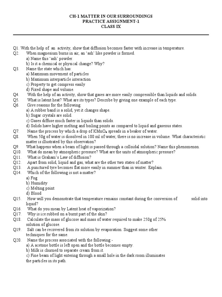A-1 CH-1 Matter | PDF | Liquids | Gases