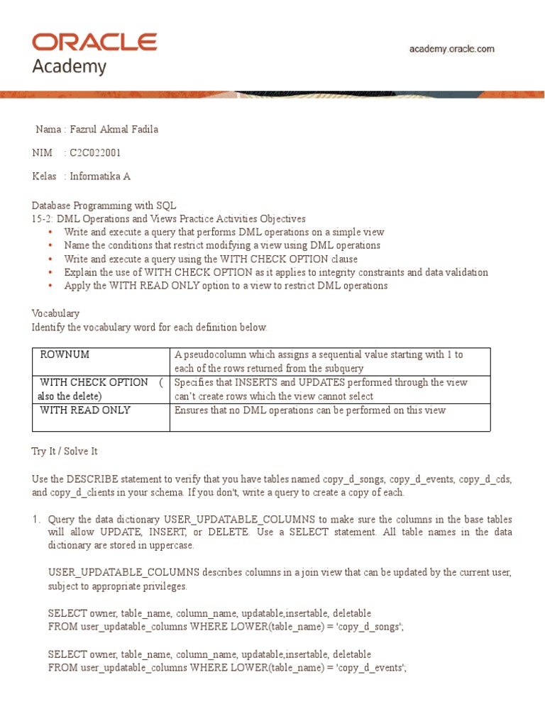 DP - 15 - 2 - Practice FAZRULAKMALFADILA - C2C022001 | PDF | Technological Singularity ...