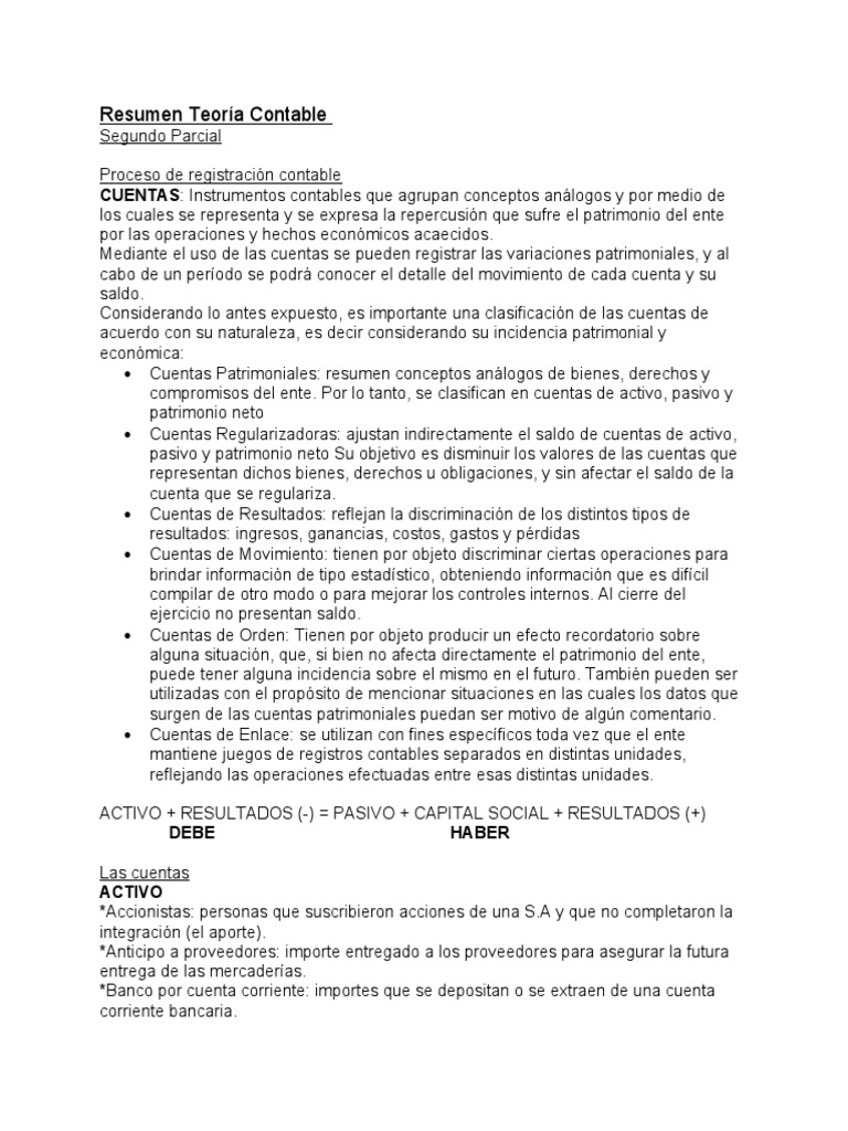 Resumen Teoría Contable 2do Parcial | PDF | Costo de la vida | Presupuesto