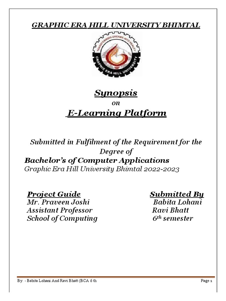 Synopsis (E-Learning - Platform) BCA 6 | PDF | Educational Technology | Php