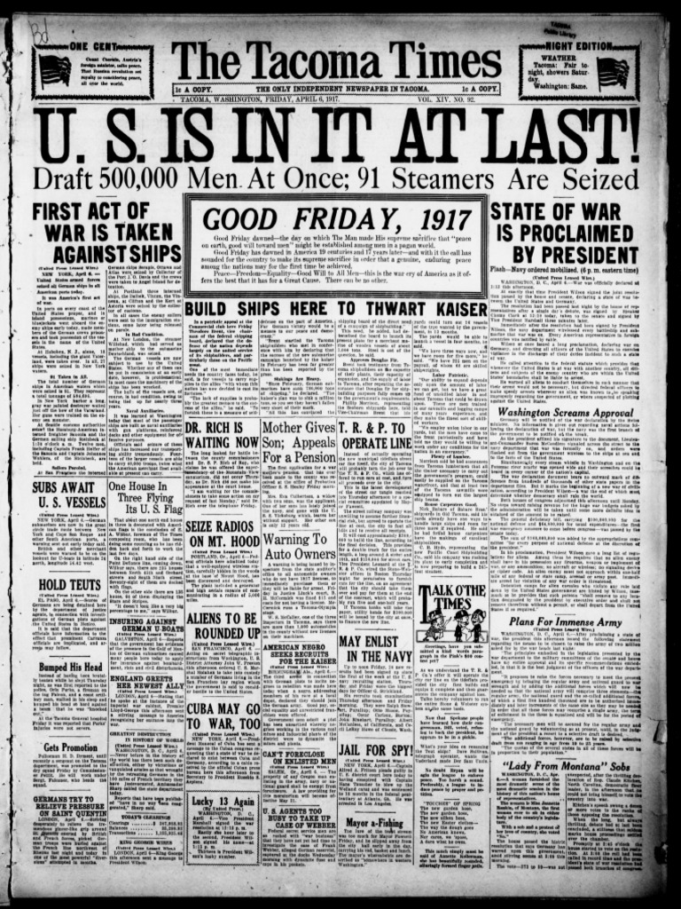 Tacoma Times US 6.4.1917 | PDF | Ships | Watercraft Tacoma Times US 6.4.1917 | PDF | Ships | Watercraft