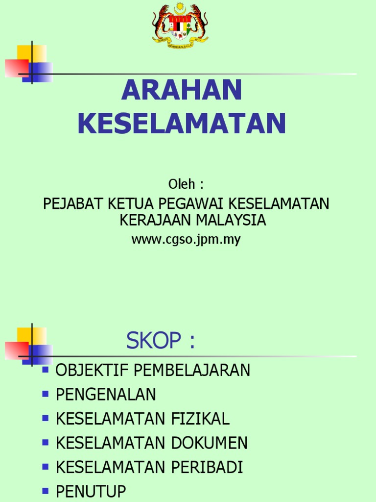 Arahan Keselamatan | PDF