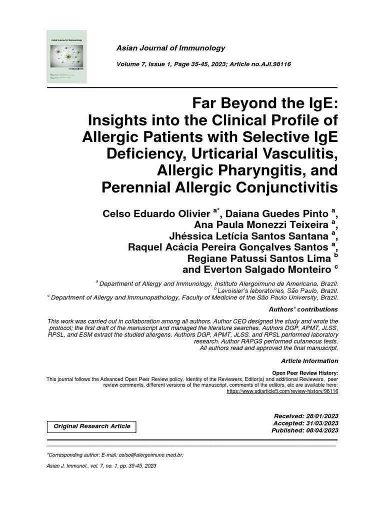 Far Beyond the IgE: Insights into the Clinical Profile of Allergic ...