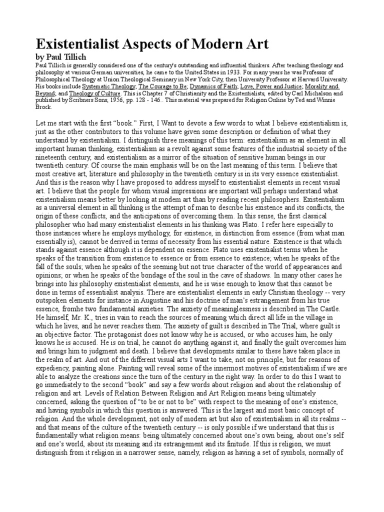 Existentialist Aspects of Modern Art | PDF | Existentialism | Metaphysics