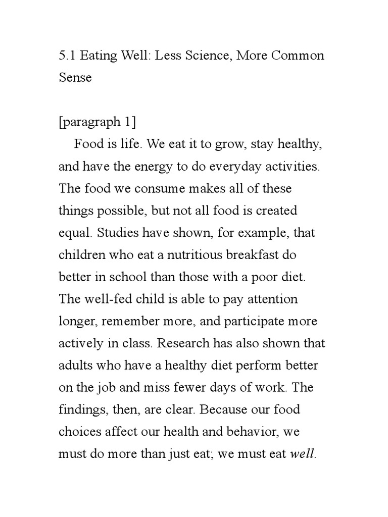 Eating Well, Less Science, More Common Sense | PDF | Healthy Diet ...