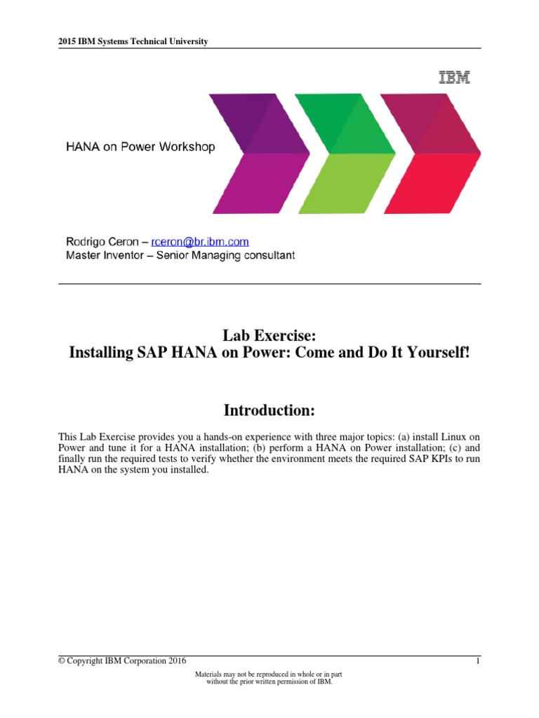 Lab Exercise: Installing SAP HANA On Power: Come and Do It Yourself! | PDF | Booting | Linux