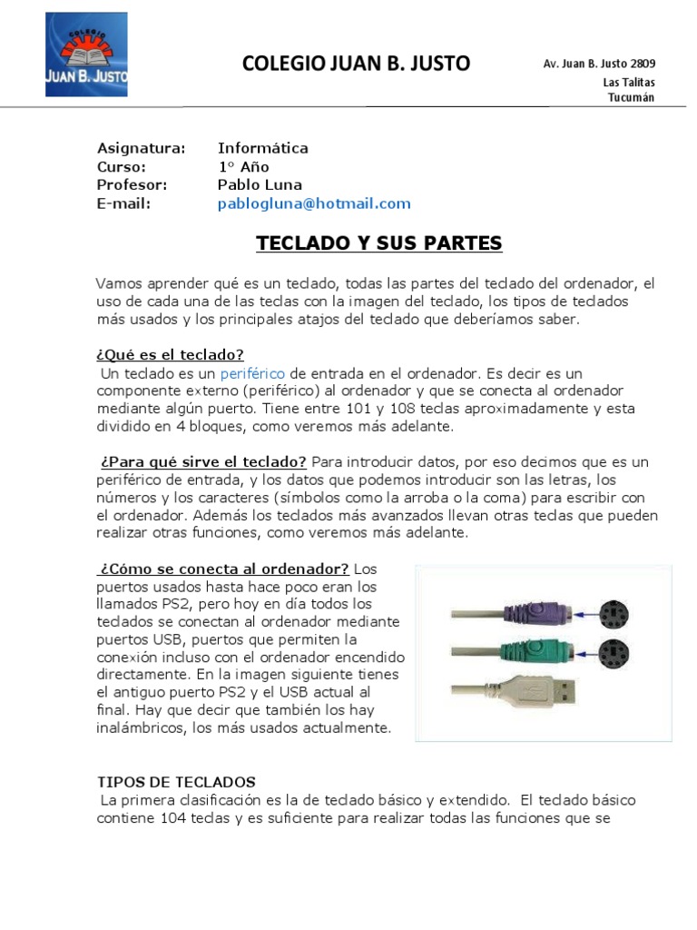 El Teclado y Sus Partes | PDF | Teclado | Periférico