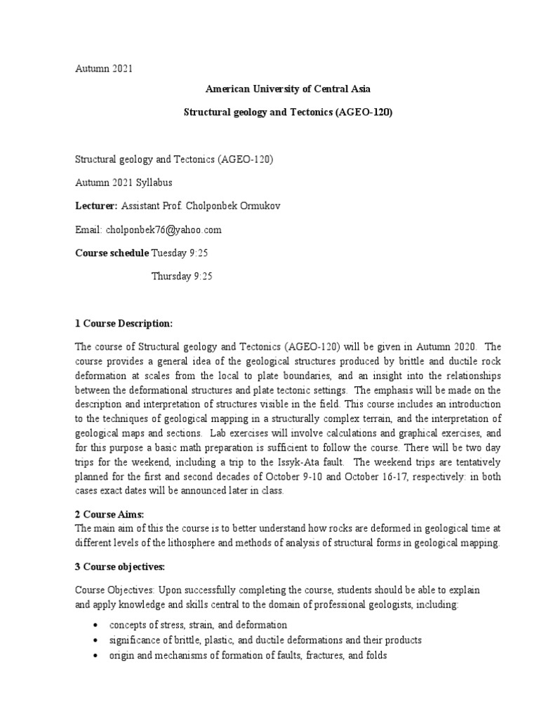 Structural Geology Course Guide | PDF | Fault (Geology) | Geology
