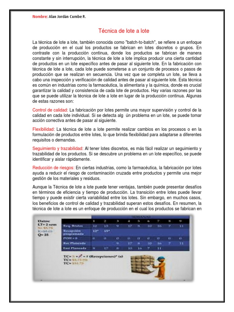 Técnica de Lote a Lote en Producción | PDF | Inventario | Programación ...