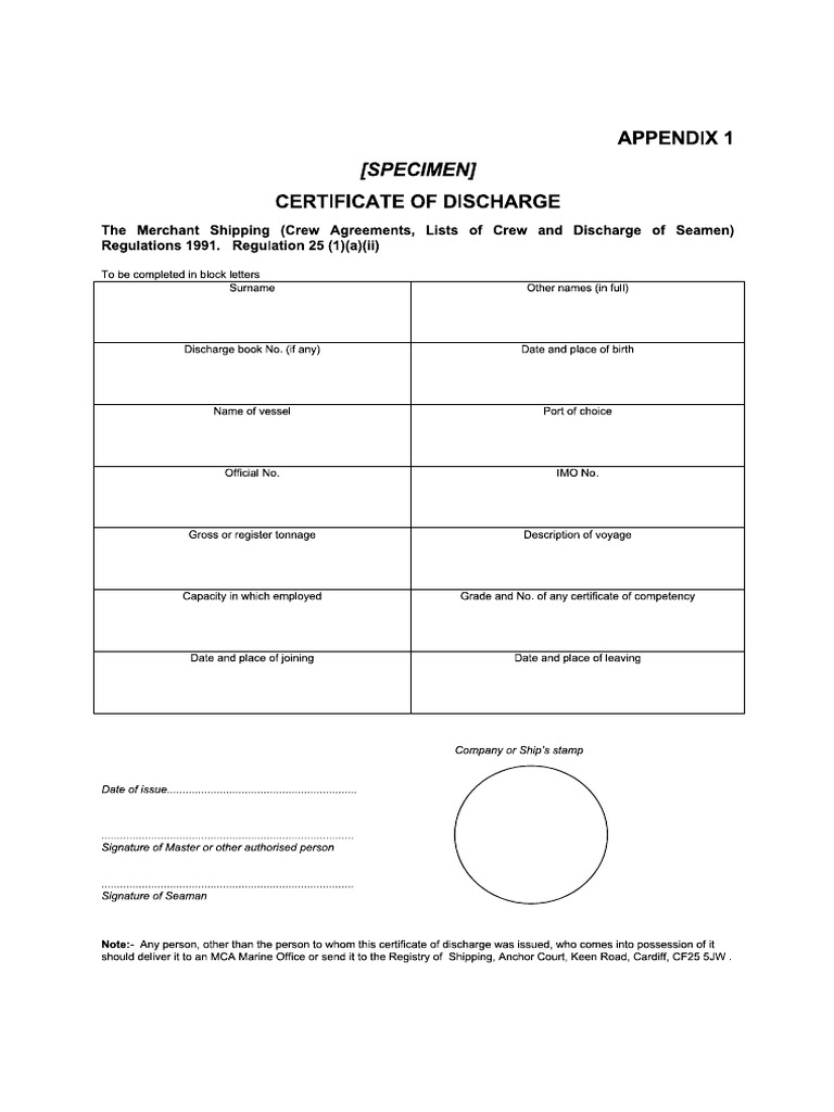 Certificate of Discharge | PDF