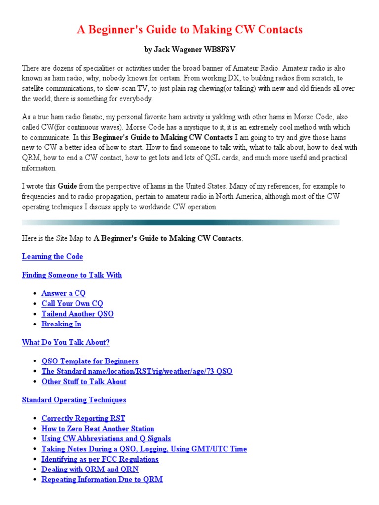 CW Guide | PDF | Pitch (Music) | Amateur Radio