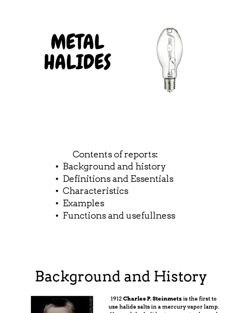 Metal Halides. Lamps | PDF | Lighting | Chemical Elements