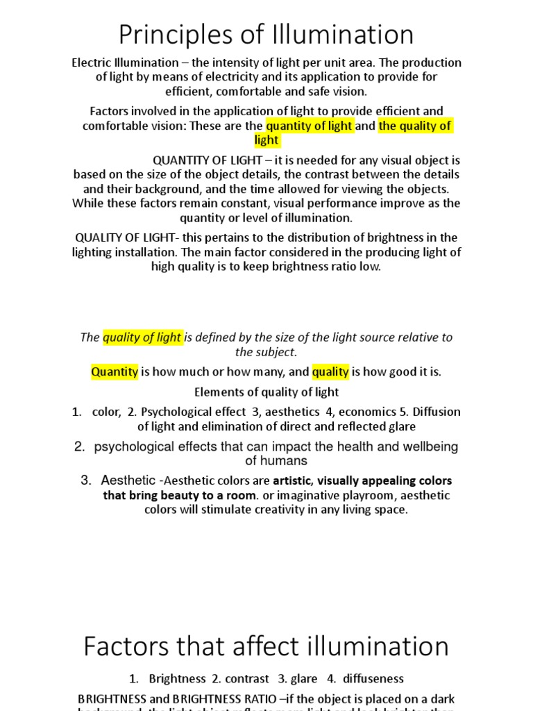 Principles of Illumination Explained | PDF | Lighting | Contrast (Vision)