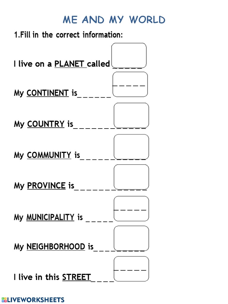 Me and My World - Worksheet 3 | PDF