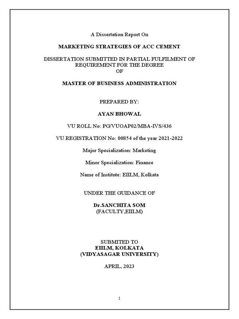 AYAN BHOWAL_436_DESSERTATION | PDF | Marketing | Brand