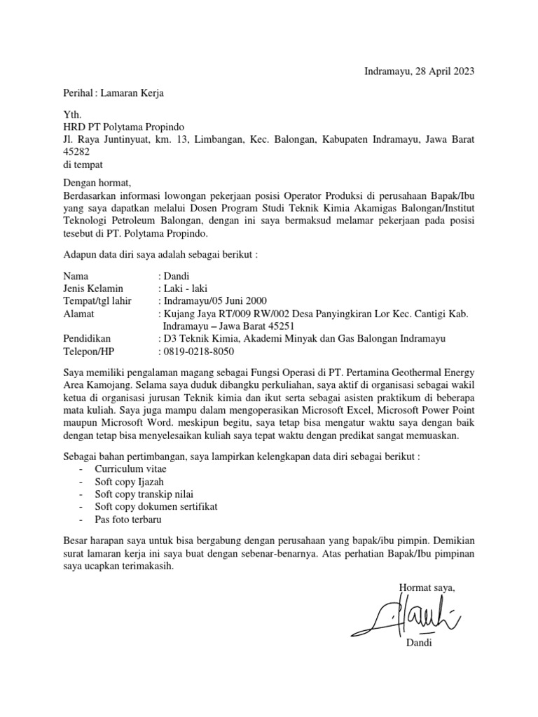 Dandi - Operator Produksi | PDF