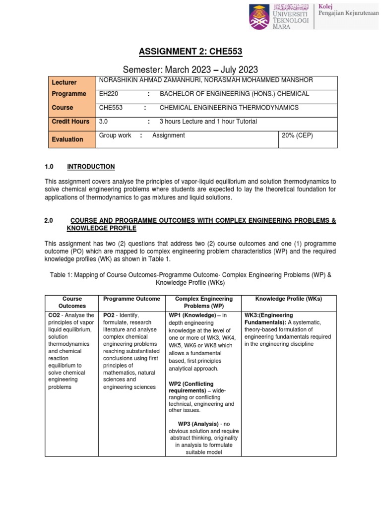 Che553 - Group - Assignment 2 - 20232 | Download Free PDF | Engineering | Physical Sciences