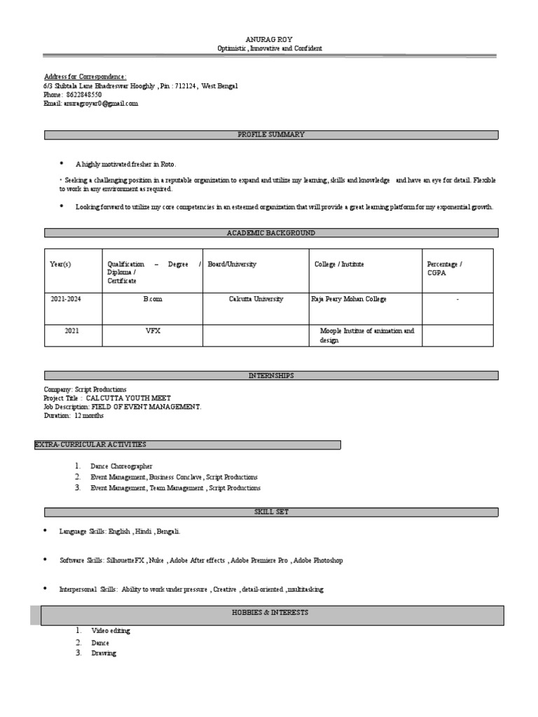 Ritika's Resume | PDF | Cognition