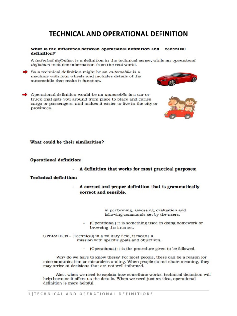 Technical and Operational Definition | PDF