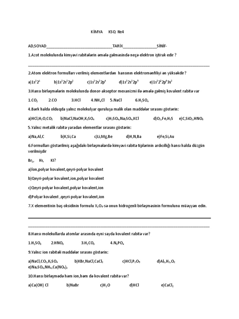 KİMYA KSQ Semranin | PDF