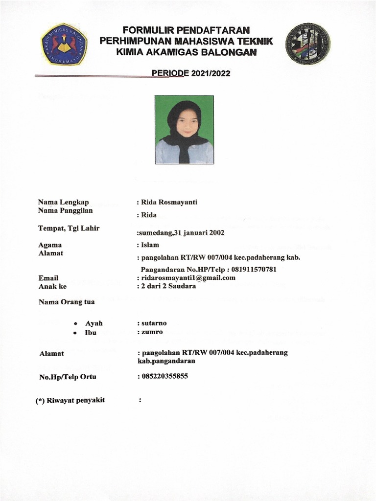 Formulir Pendaftaran Pdf