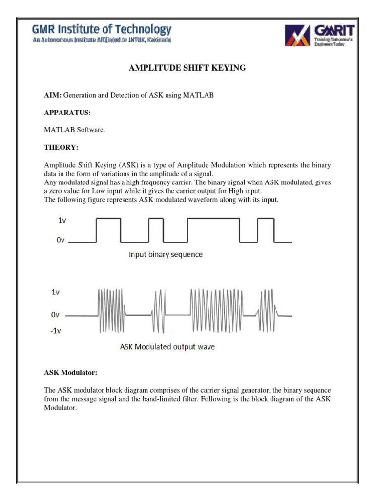 Amplitude Shift Keying | PDF | Science & Mathematics