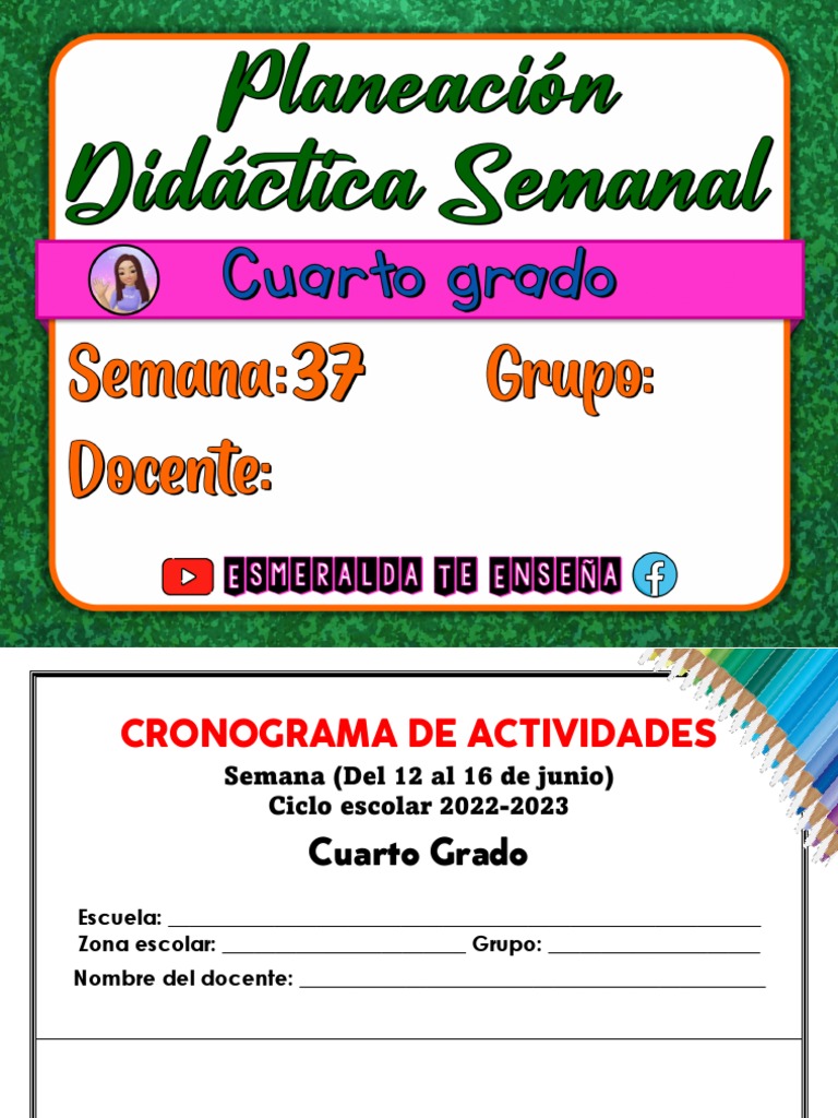 ?4° S37 PLANEACIÓN SEMANAL Esmeralda Te Enseña | PDF | Evaluación | Aprendizaje