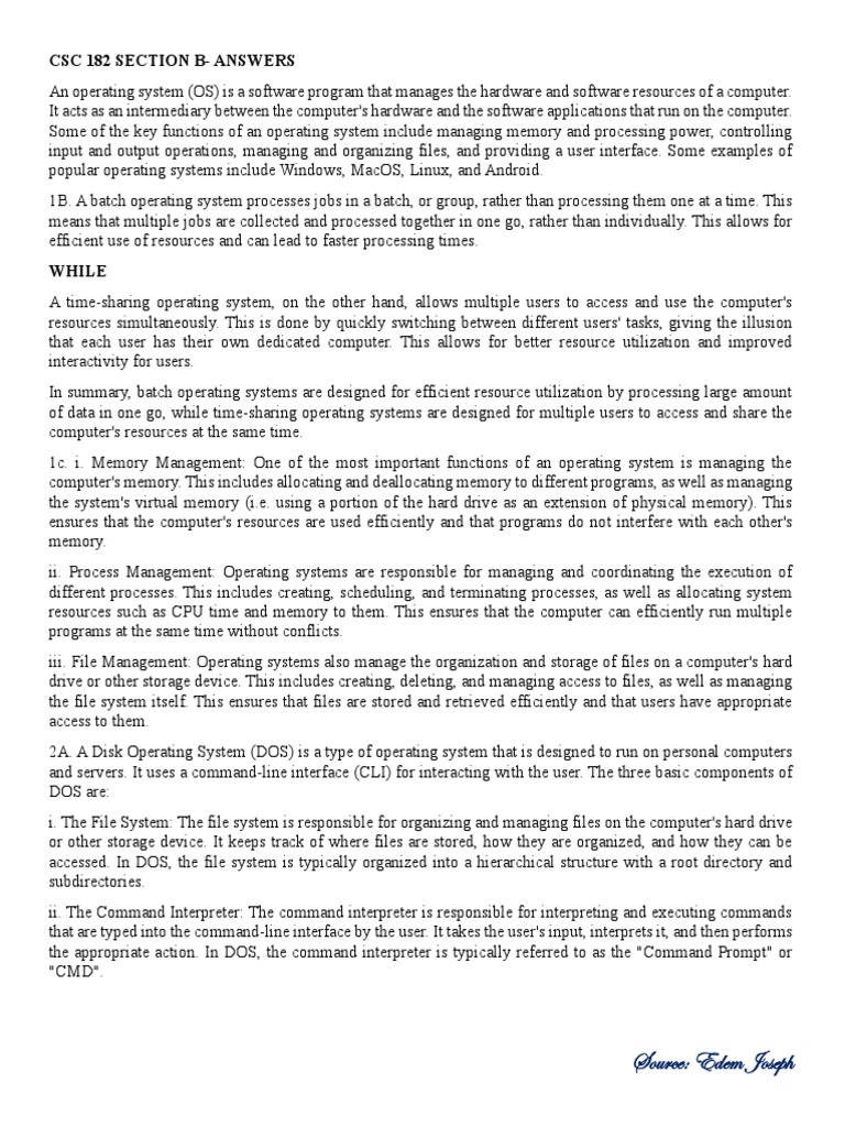 Operating Systems Study Guide | PDF | Operating System | Command Line Interface