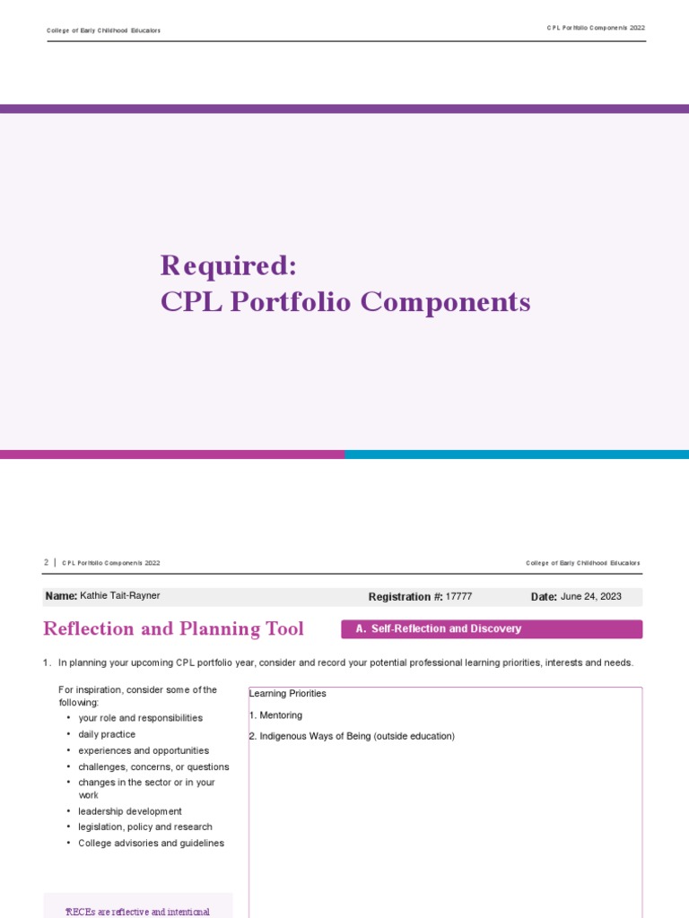 CPL Portfolio Components for ECE 2022 | PDF | Mentorship | Learning