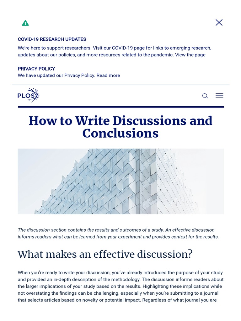 How To Write Discussions and Conclusions - PLOS | PDF | Methodology ...