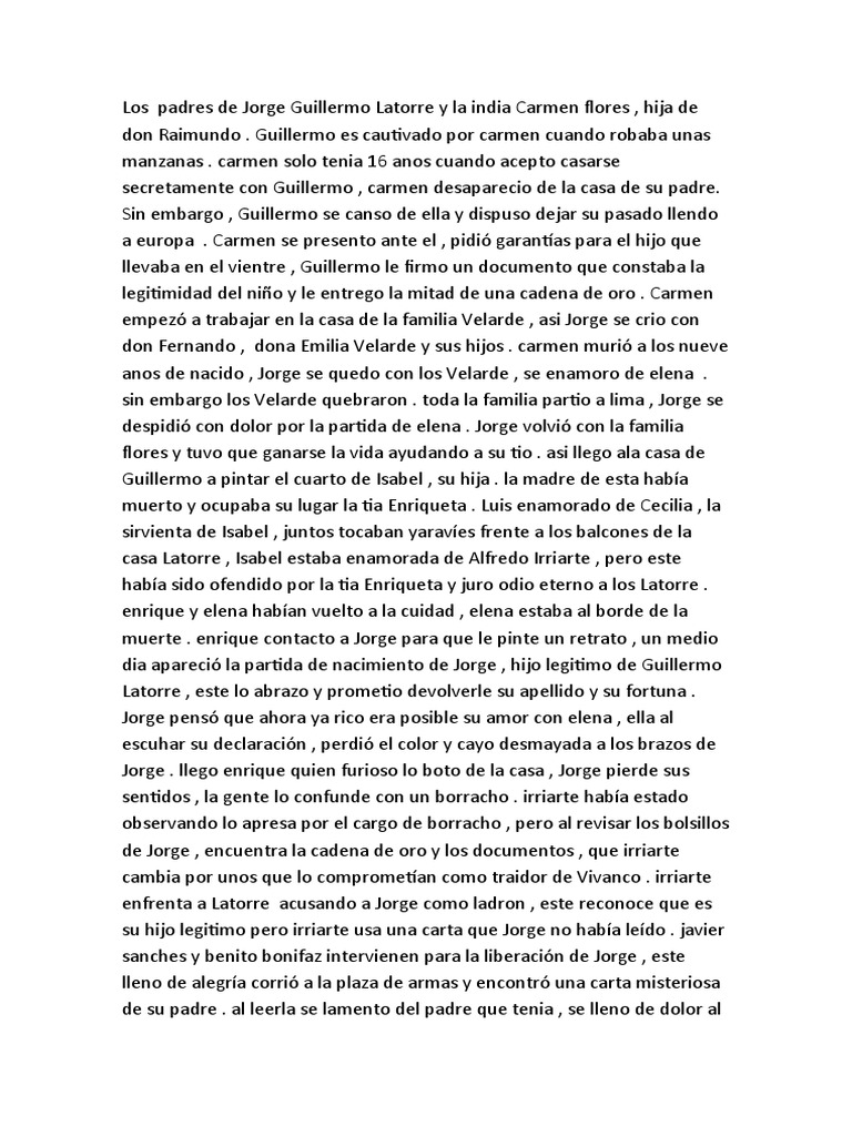 La Obra Inicia Con La Historia de Los Padres de Jorge Guillermo Latorre ...