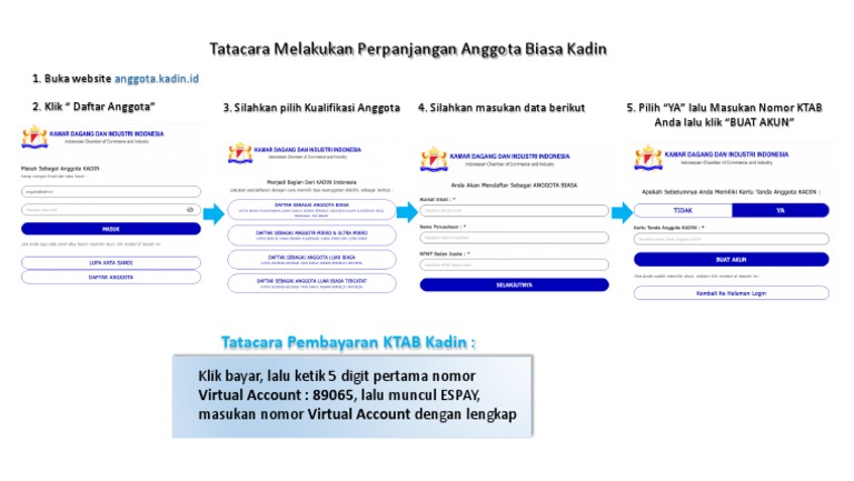 Tatacara Perpanjangan Dan Pembayaran KTAB KADIN WWW - Anggota.kadin - Id | PDF