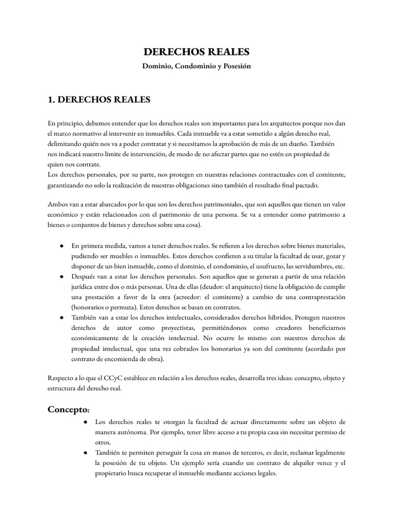 CORREGIDO - Derechos Reales - Dominio, Condominio, Posesion | PDF ...