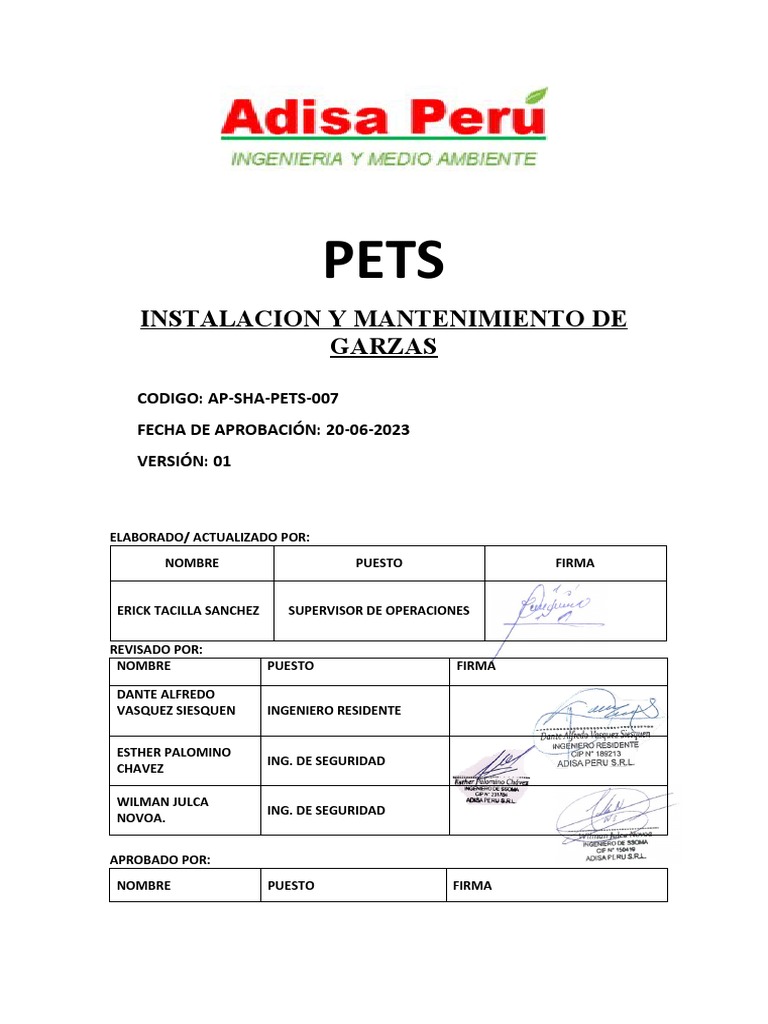 Ap-Sha-Pets-007. Instalacion y Mantenimiento de Garzas | PDF