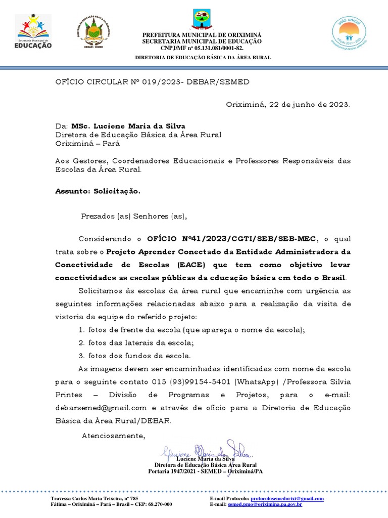 Oficio Circular #019.2023 - Debar - Semed Aprender Conectado | PDF